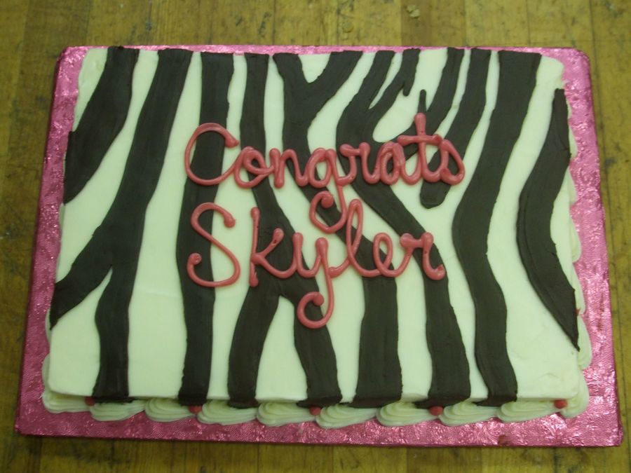 Zebra Print Birthday Cake - CakeCentral.com