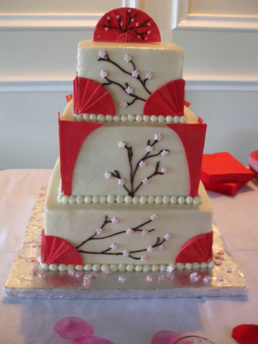 Japanese Fan Wedding Cake - CakeCentral.com