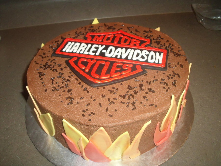 Harley Davidson Logo With Fondant Flames - CakeCentral.com