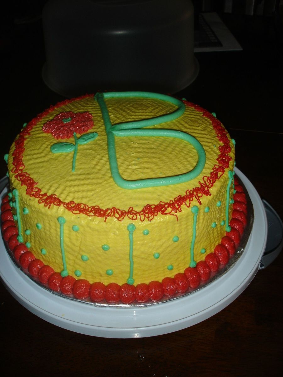 Yellow And Red Birthday Cake - CakeCentral.com