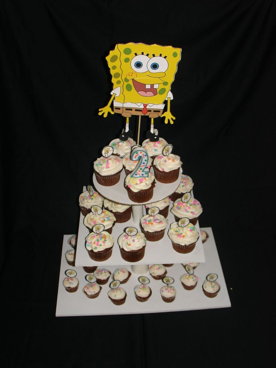 Sponge Bob Cupcake Tower - CakeCentral.com