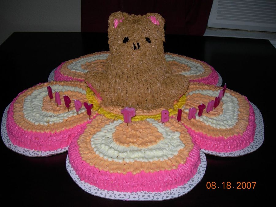 3 Ft. Diam. Pedals W/ 3D Stand Up Teddy Bear Cake - CakeCentral.com