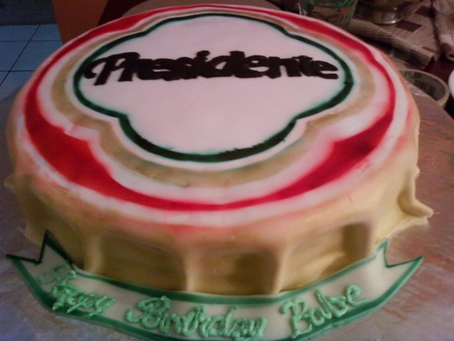 Presidente Beer Bottle Cap Birthday Cake - CakeCentral.com
