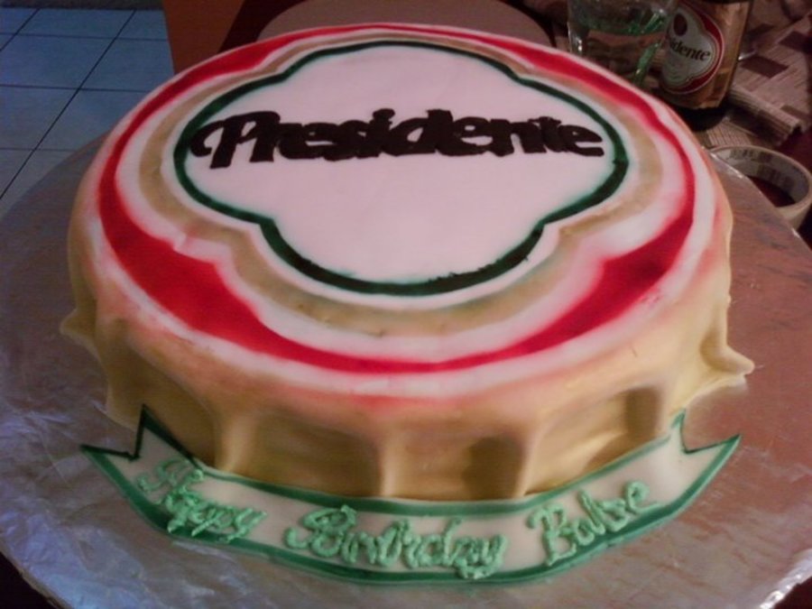 Presidente Beer Bottle Cap Birthday Cake - CakeCentral.com