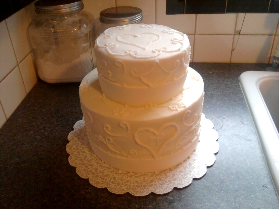 White On White Scrolls - CakeCentral.com