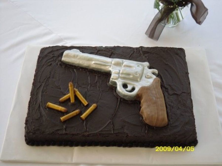 Handgun And Ammo Grooms Cake - CakeCentral.com