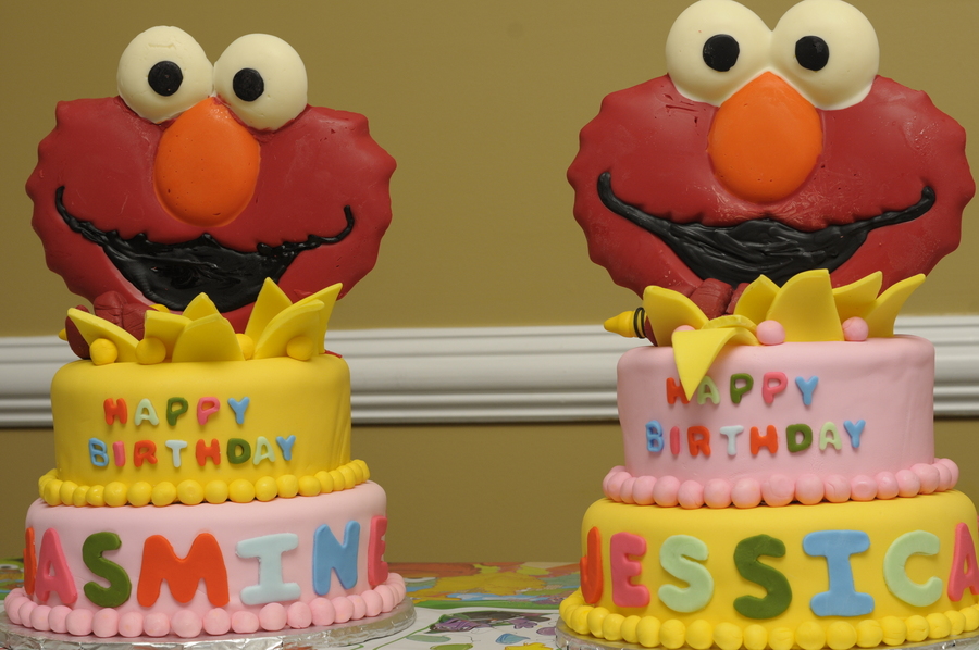 Elmo Cakes For Twin Girls - CakeCentral.com
