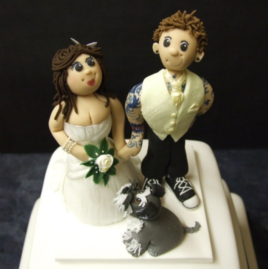Tattoo Wedding Cake With Hand Modelled Toppers - CakeCentral.com