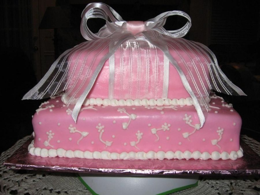 Baby Pink Flowers And Bows - CakeCentral.com