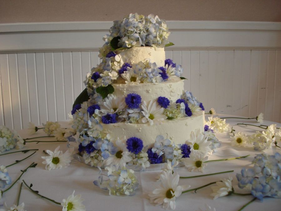 Blue Cornflower Wedding Cake - CakeCentral.com