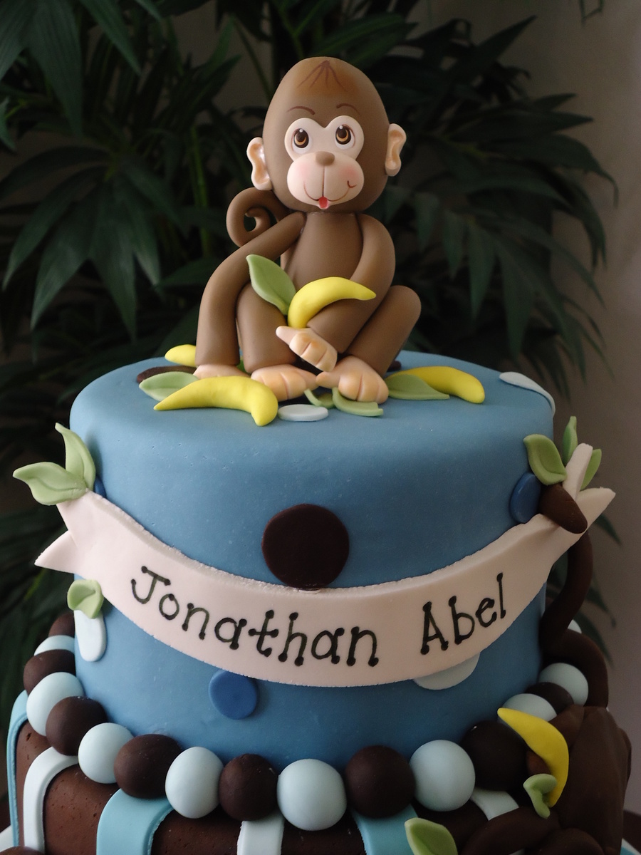 Monkey Boy Baby Shower Cake - CakeCentral.com