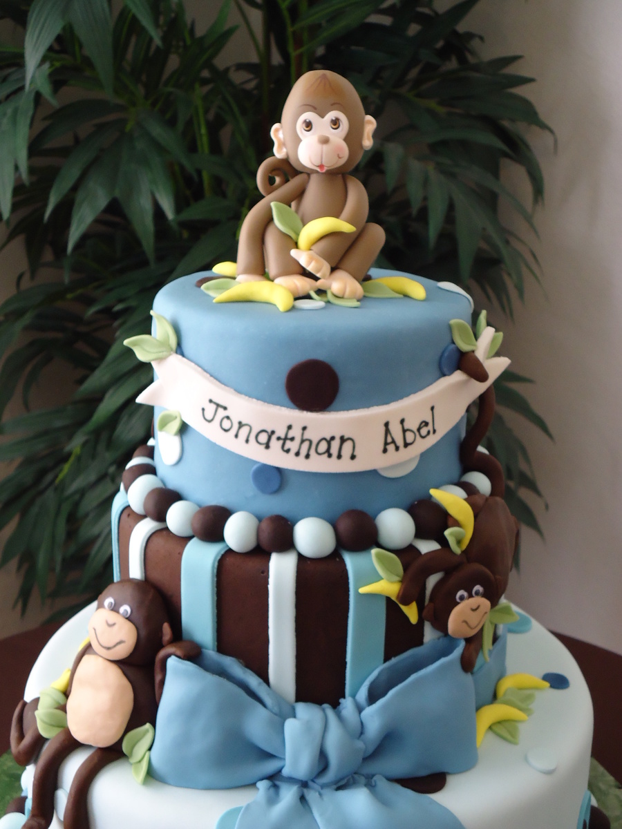 Monkey Boy Baby Shower Cake - CakeCentral.com