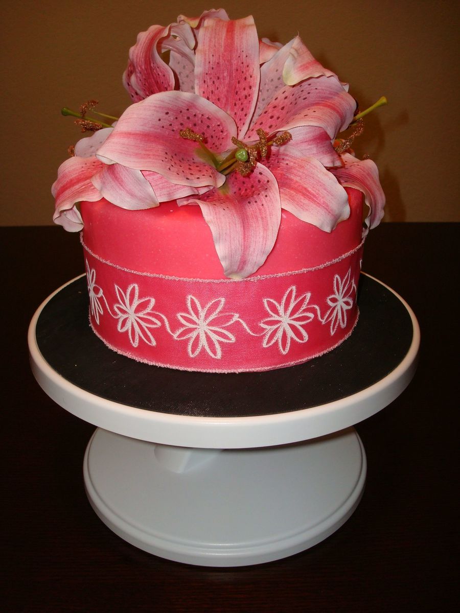 Pink Asian Lilly Cake - CakeCentral.com