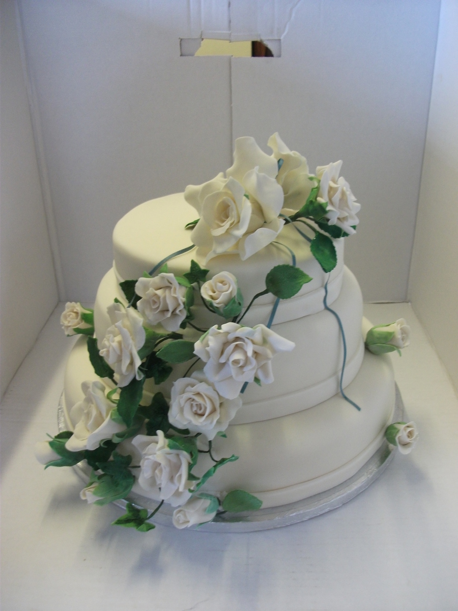 3 Tiered Wedding Cake - CakeCentral.com