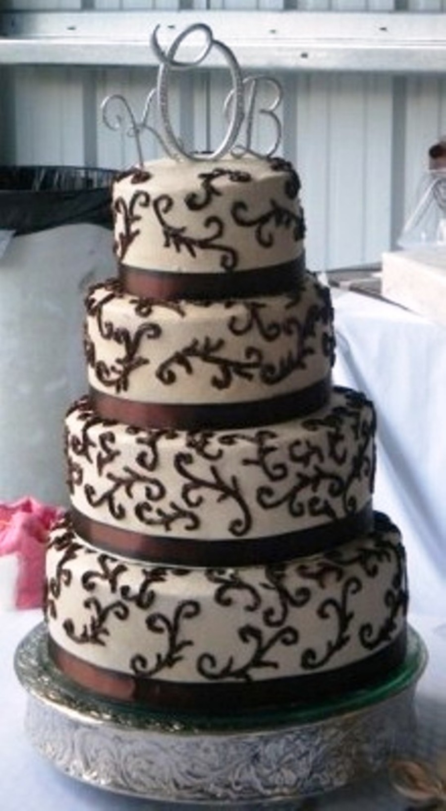 Brown Scroll Wedding - CakeCentral.com