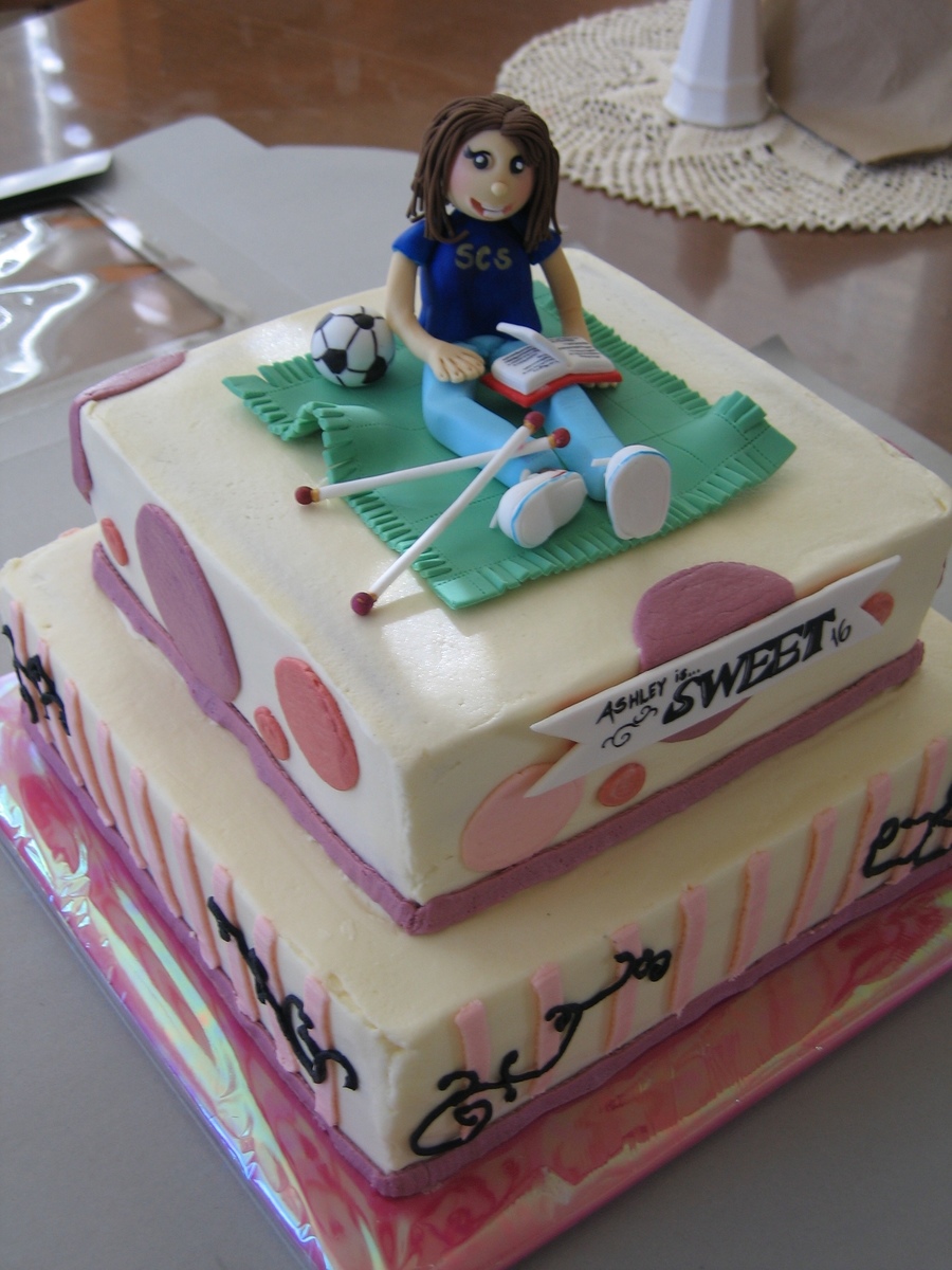 Sweet 16 Cake With Sugar Paste Model - CakeCentral.com