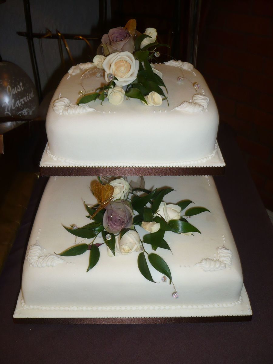 2 Tier Square Wedding Cake - CakeCentral.com