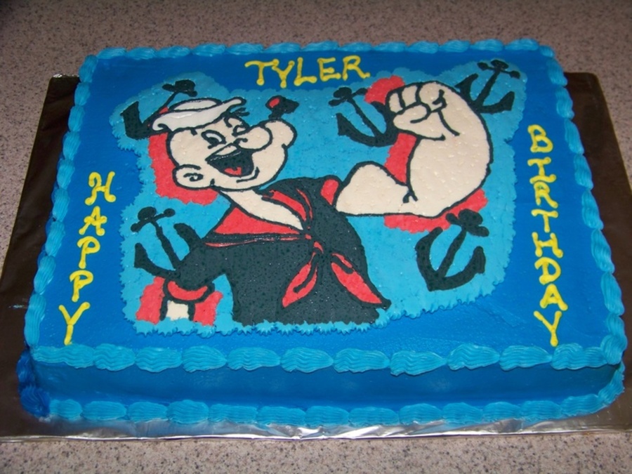 Popeye Birthday Sheet Cake - CakeCentral.com