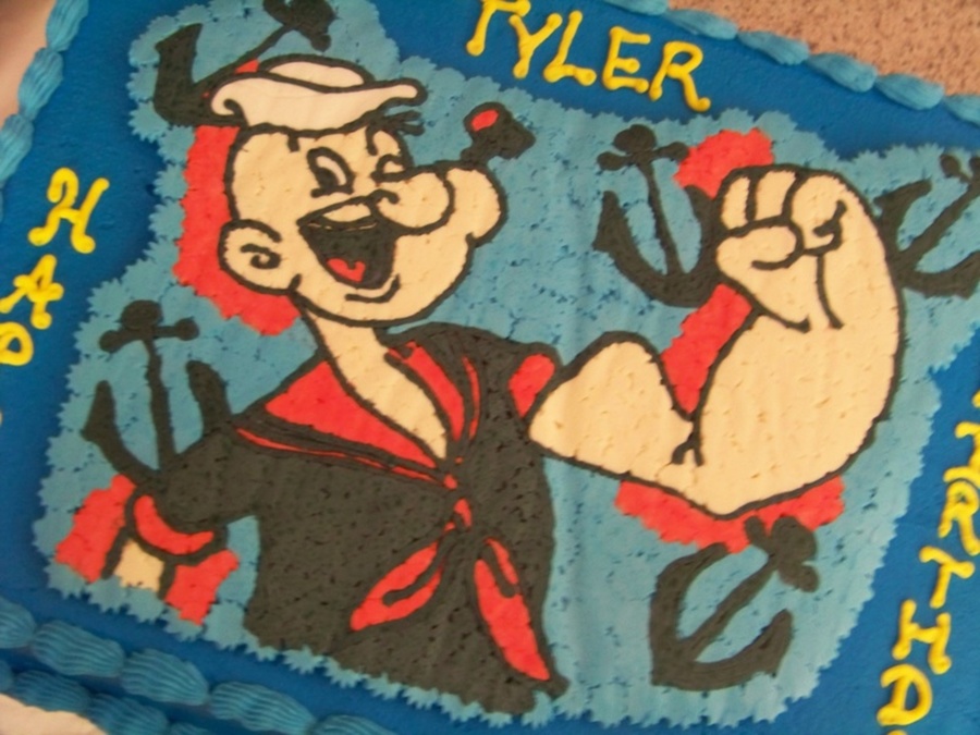 Popeye Birthday Sheet Cake - CakeCentral.com