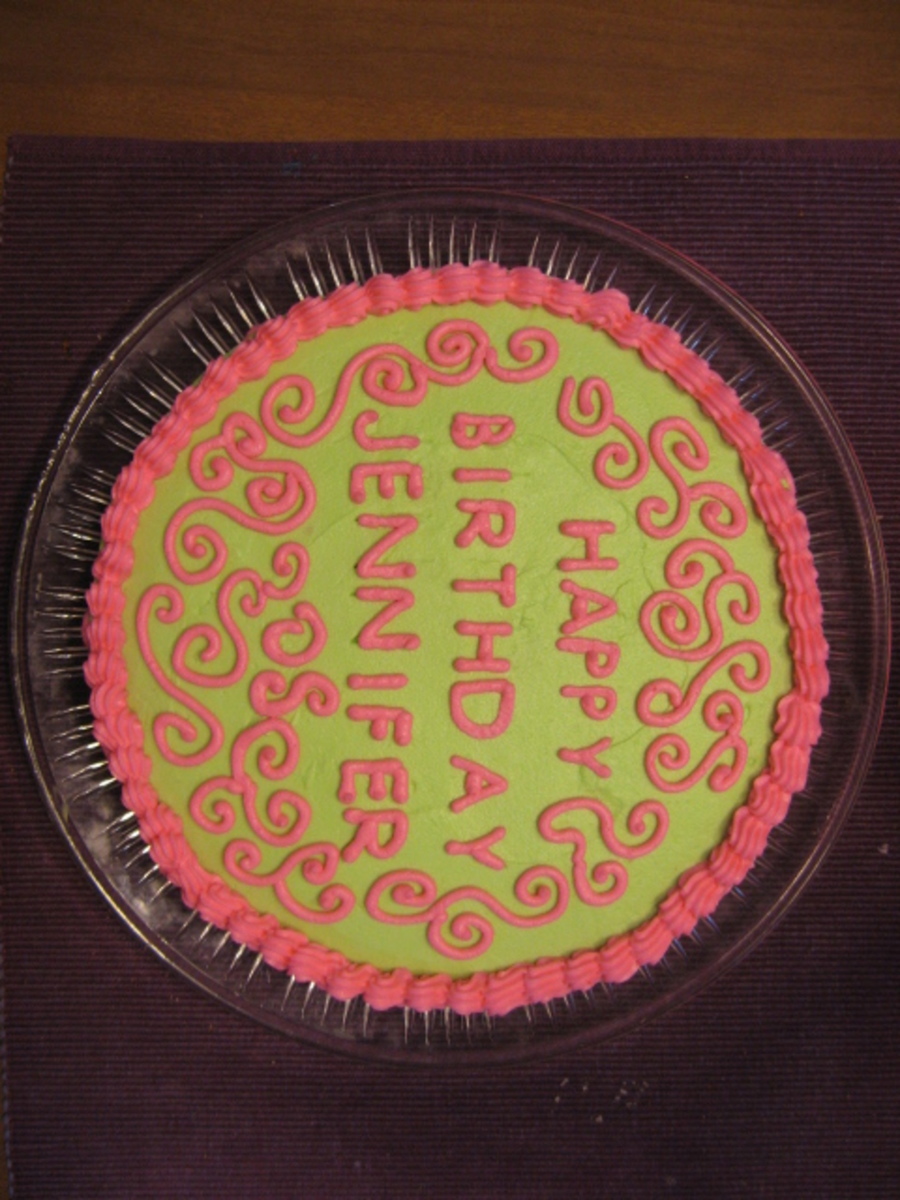 Green And Pink Scrolling - CakeCentral.com
