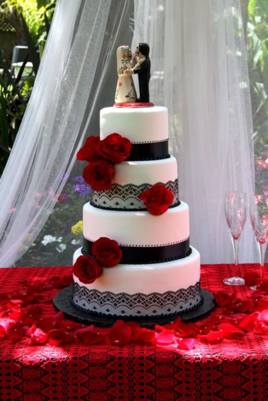 Red & Black Wedding Cake - CakeCentral.com