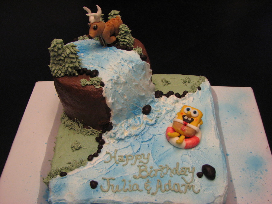 Spongebob And Deer In One Birthday Cake! - CakeCentral.com