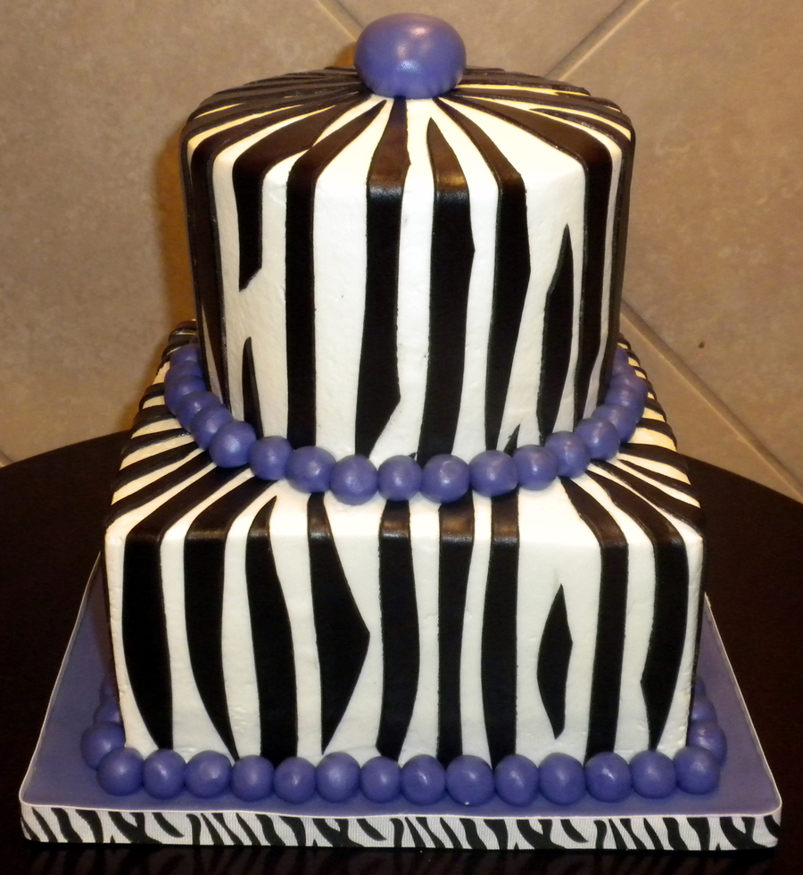 Zebra And Purple Bridal Shower - CakeCentral.com