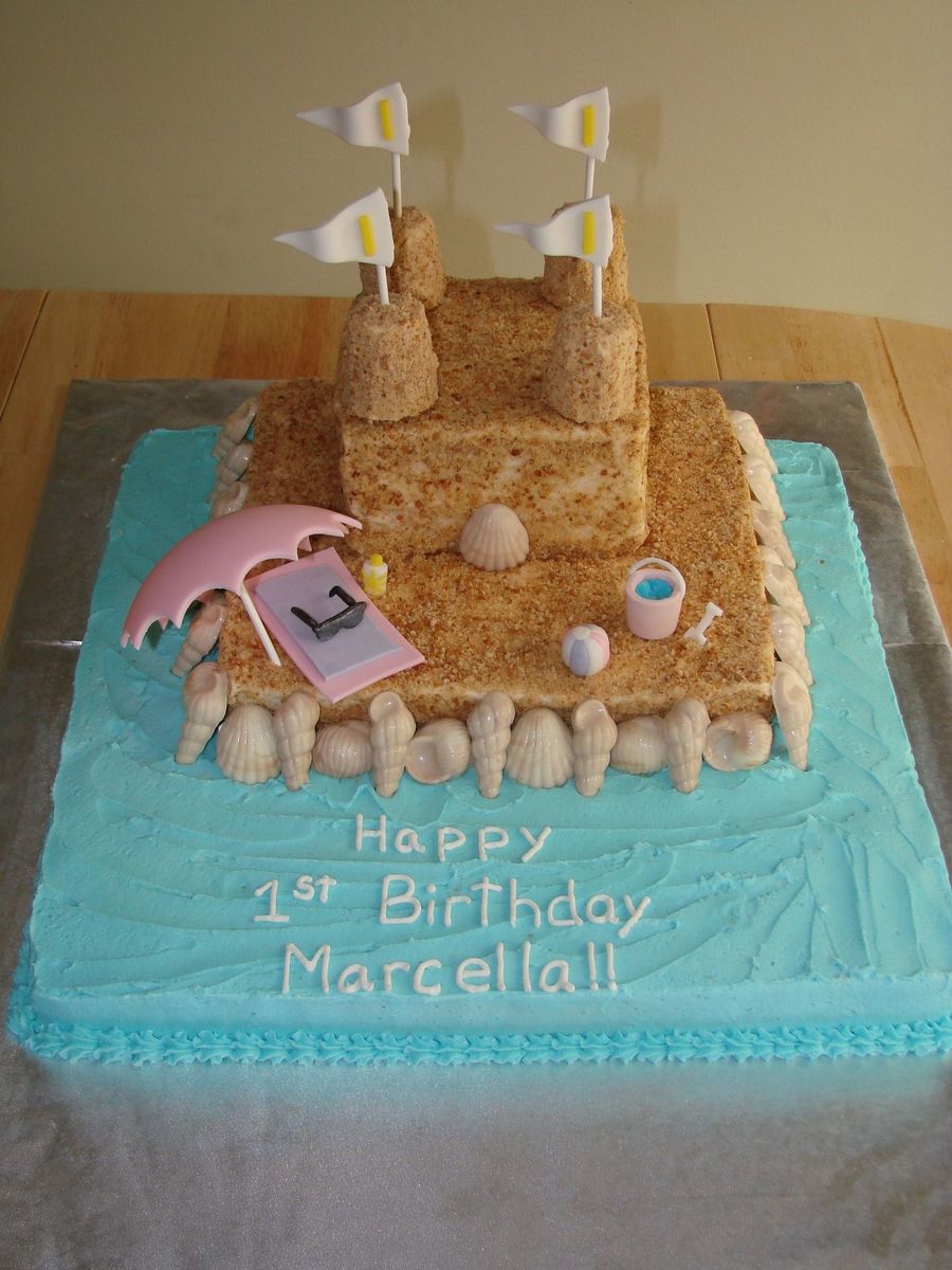 Sandcastle Birthday Cake For 1St Birthday - CakeCentral.com