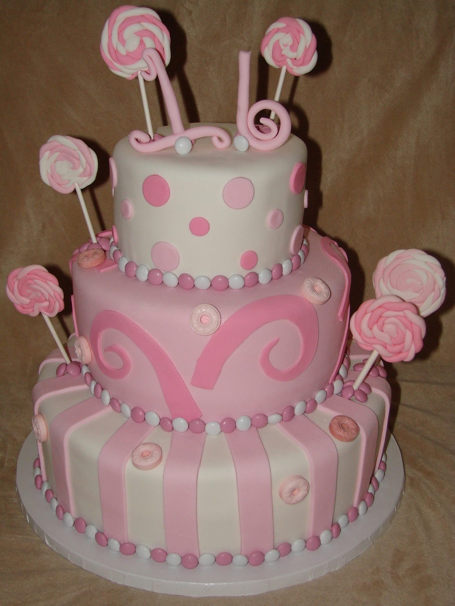 Candy Themed Sweet 16 Cake - CakeCentral.com