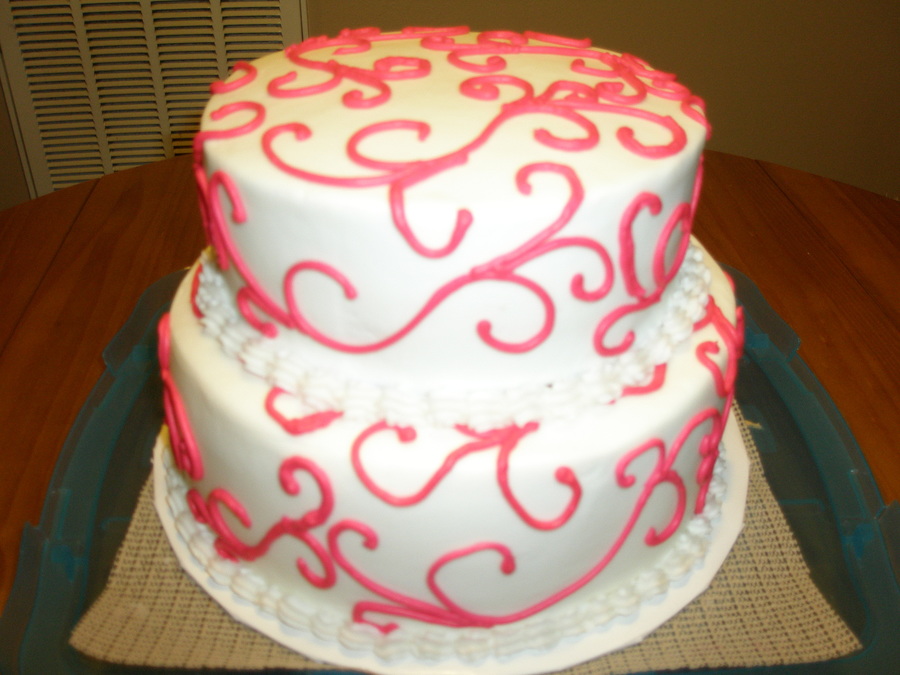 Scrollwork Anniversary Cake - CakeCentral.com