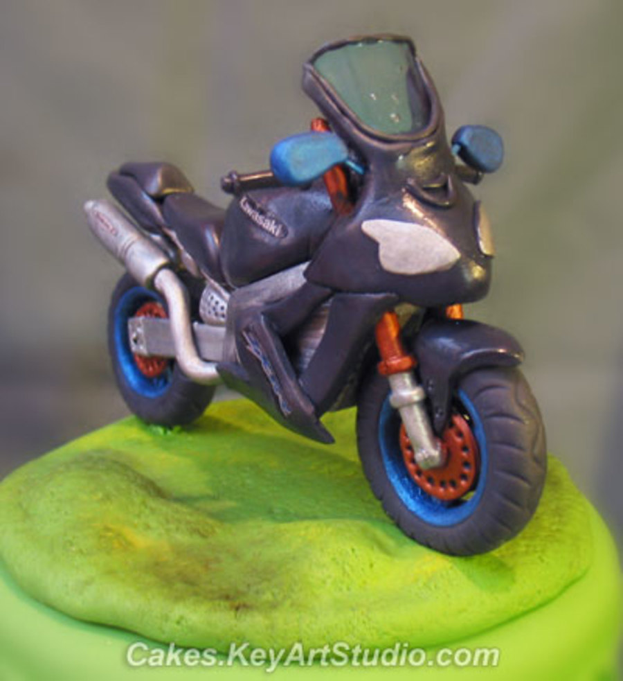 Kawasaki Motorcycle/motorbike Cake - CakeCentral.com