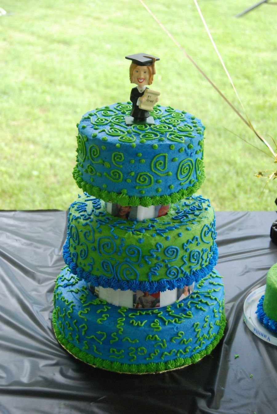 Blue & Green Picture Graduation Cake - CakeCentral.com