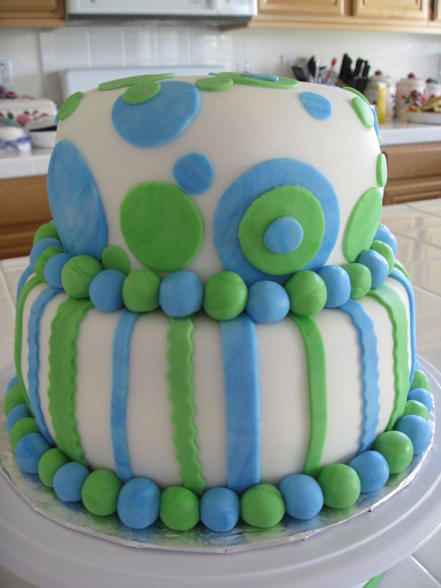 Blue/green Birthday Cake - CakeCentral.com