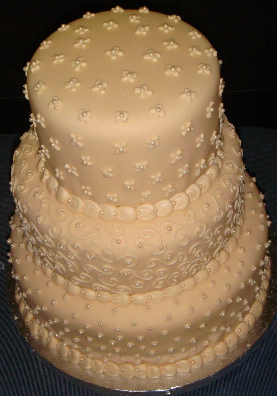 Ivory Fondant W/pearls - CakeCentral.com