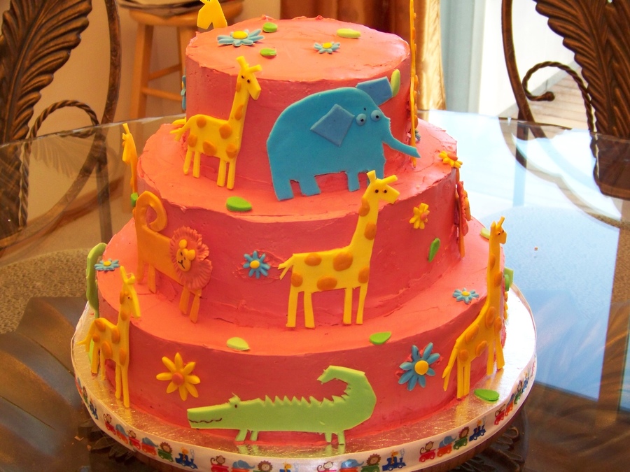 Zoo Animal Birthday Cake - CakeCentral.com