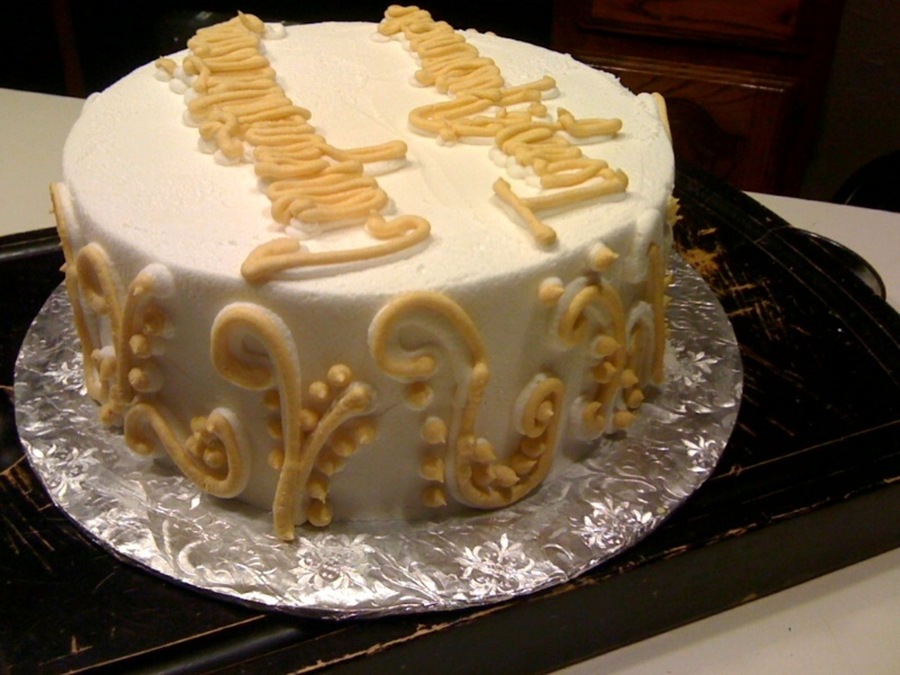 White & Gold Cake - CakeCentral.com
