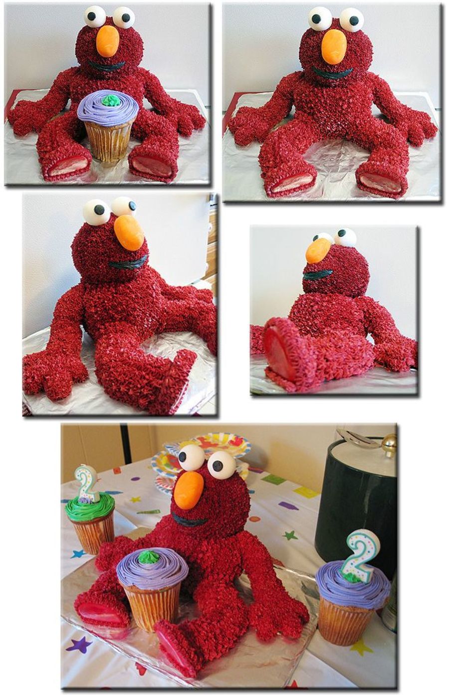 3-D Elmo Birthday Cake - Collage - CakeCentral.com