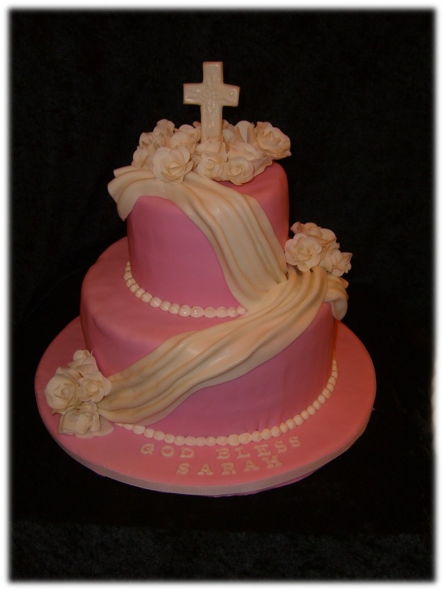 Pink Communion Cake - CakeCentral.com