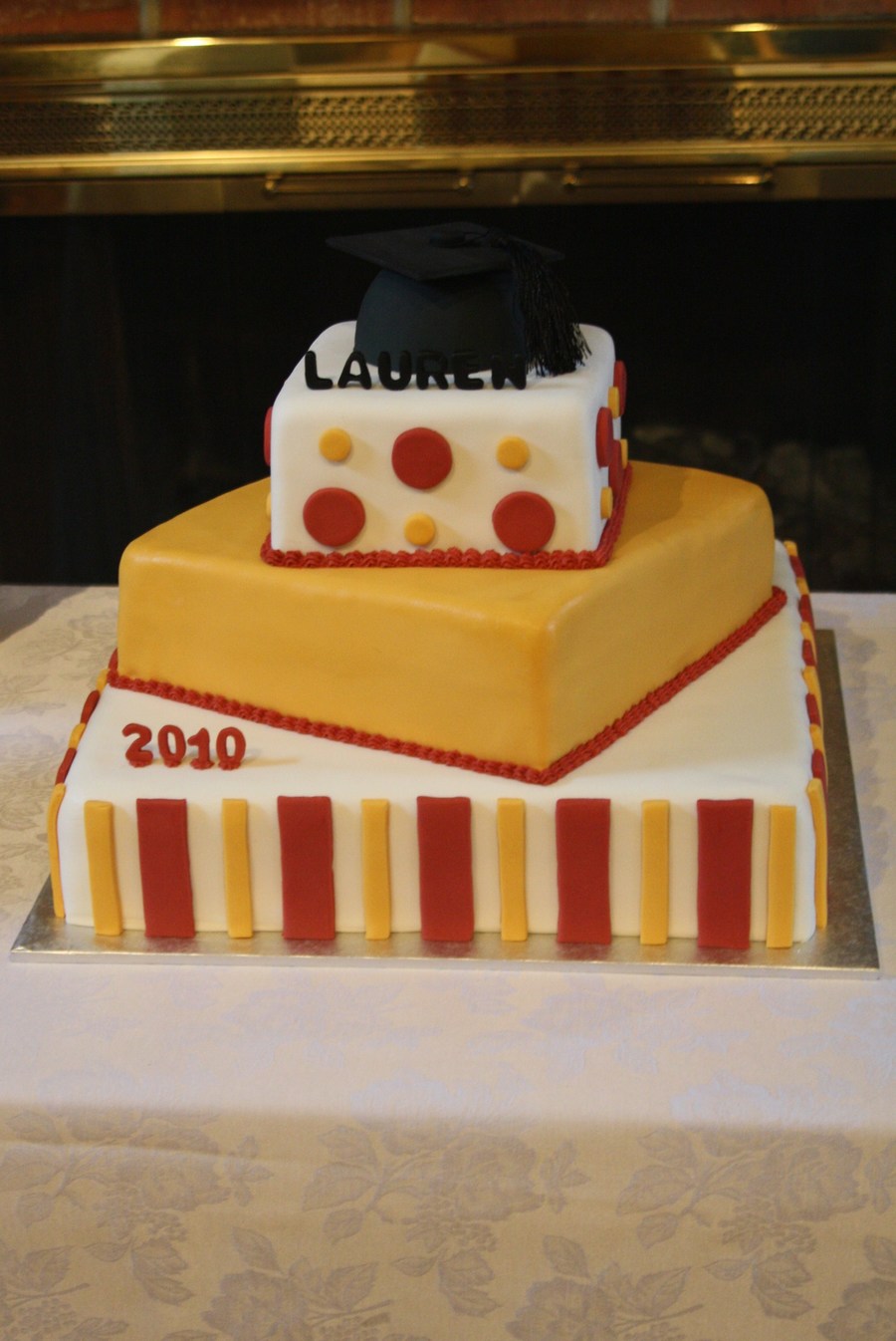 Maroon & Gold Graduation Cake - CakeCentral.com