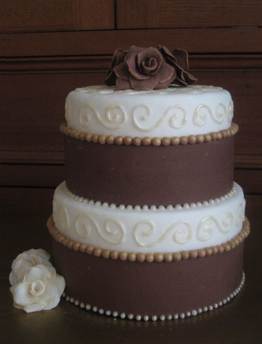 Ivory And Chocolate Fondant Dummy Cake - CakeCentral.com