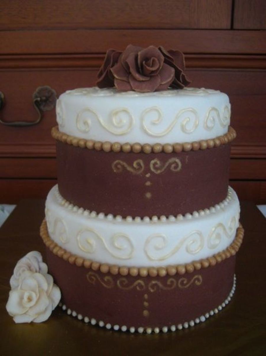 Ivory And Chocolate Fondant Dummy Cake - CakeCentral.com