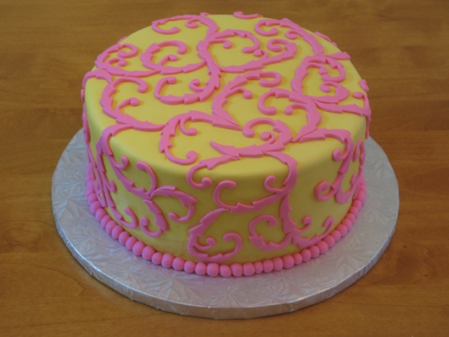 Pink Damask - CakeCentral.com