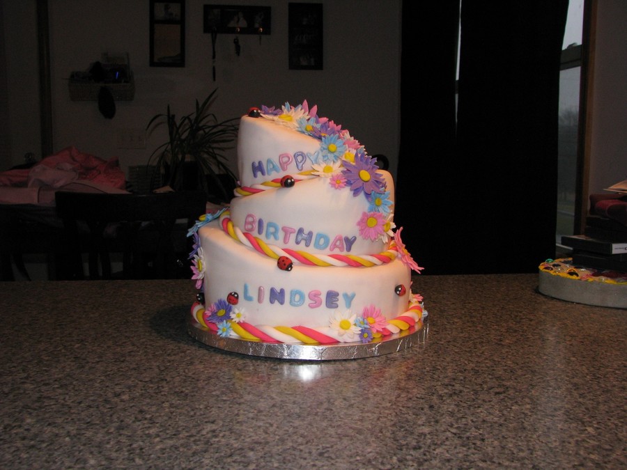 Whimsical B-Day Cake - CakeCentral.com