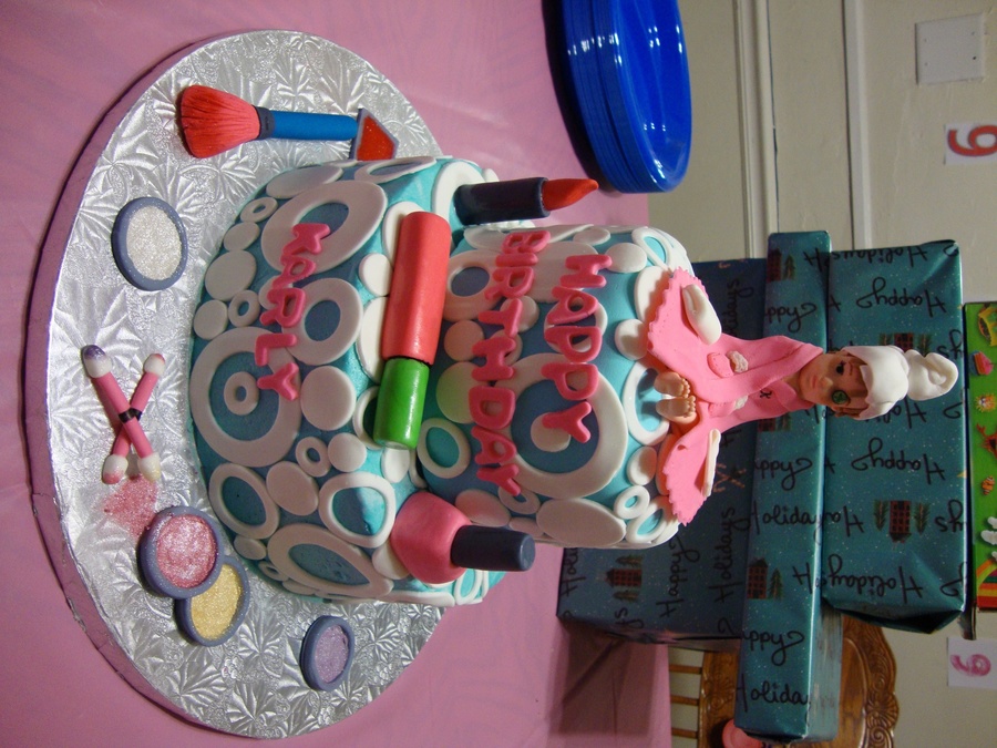 Make Up/ Spa Party Cake - CakeCentral.com