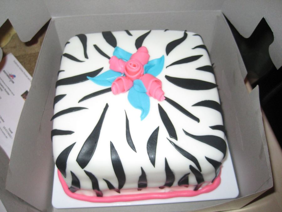 Zebra Print Fondant Cake - CakeCentral.com