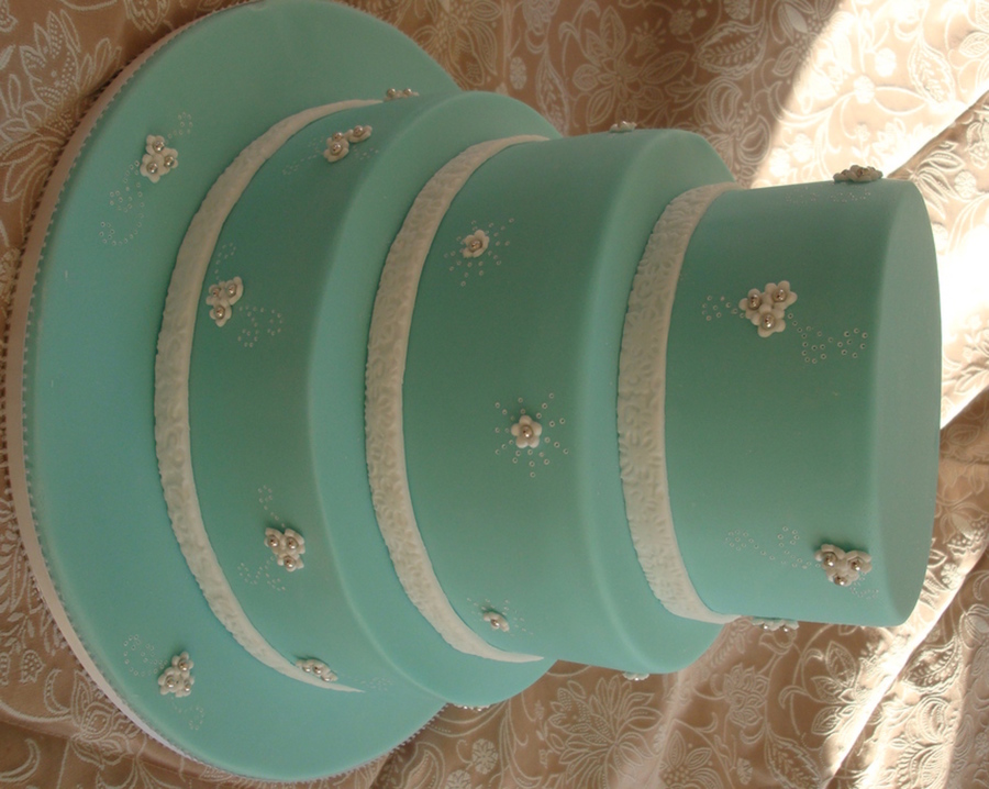 Aqua-Blue Wedding Cake - CakeCentral.com