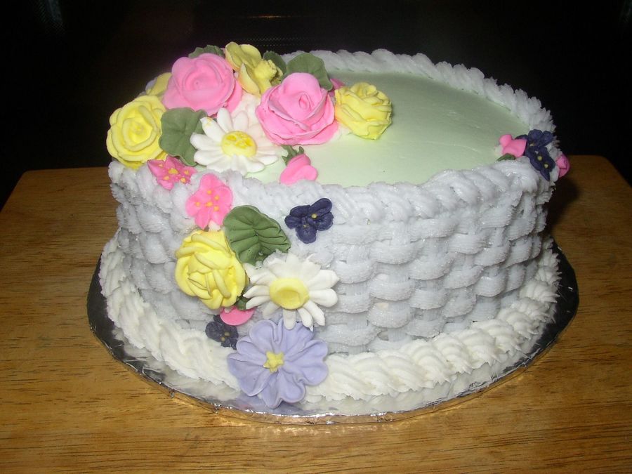 Basketweave Oval Cake - CakeCentral.com