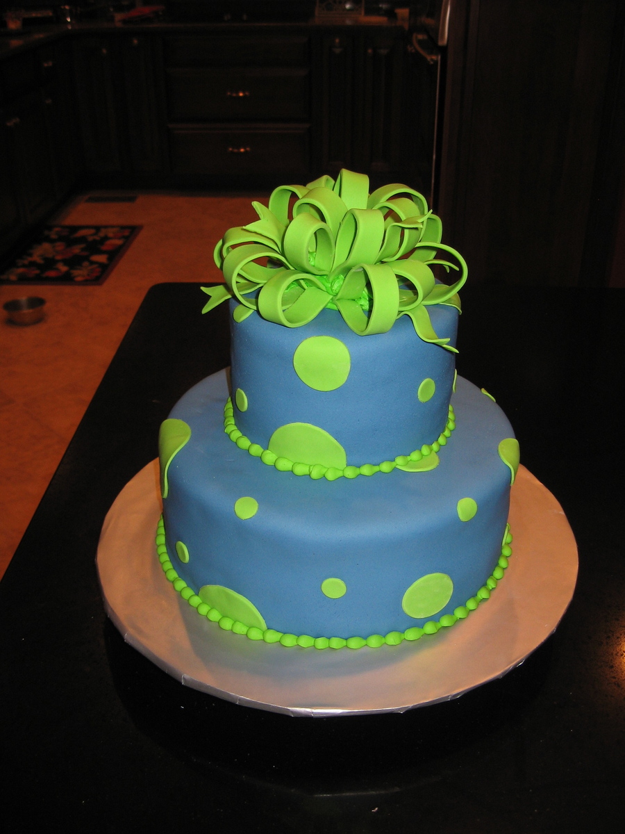 Blue And Green Birthday Cake - - CakeCentral.com