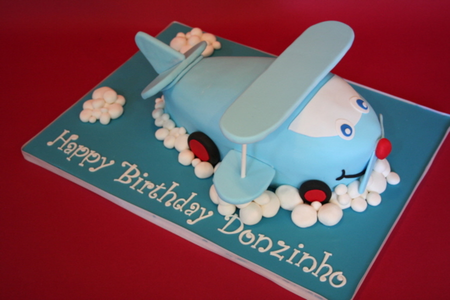 Baby Biplane First Birthday Cake - CakeCentral.com