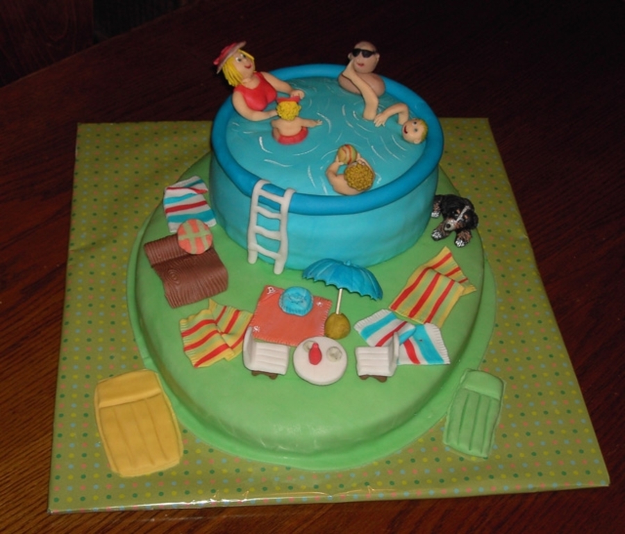 Family In Swimming Pool - CakeCentral.com